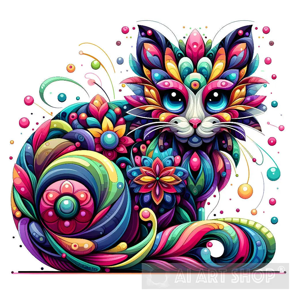 Abstract Cat, Cat, Cat Lovers, Cat Painting, Feline Abstraction, Co...