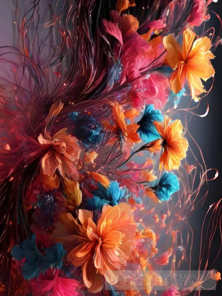 Abstract Colorful Flowers, Abstract Art, Colorful Flowers, Vibrant ...