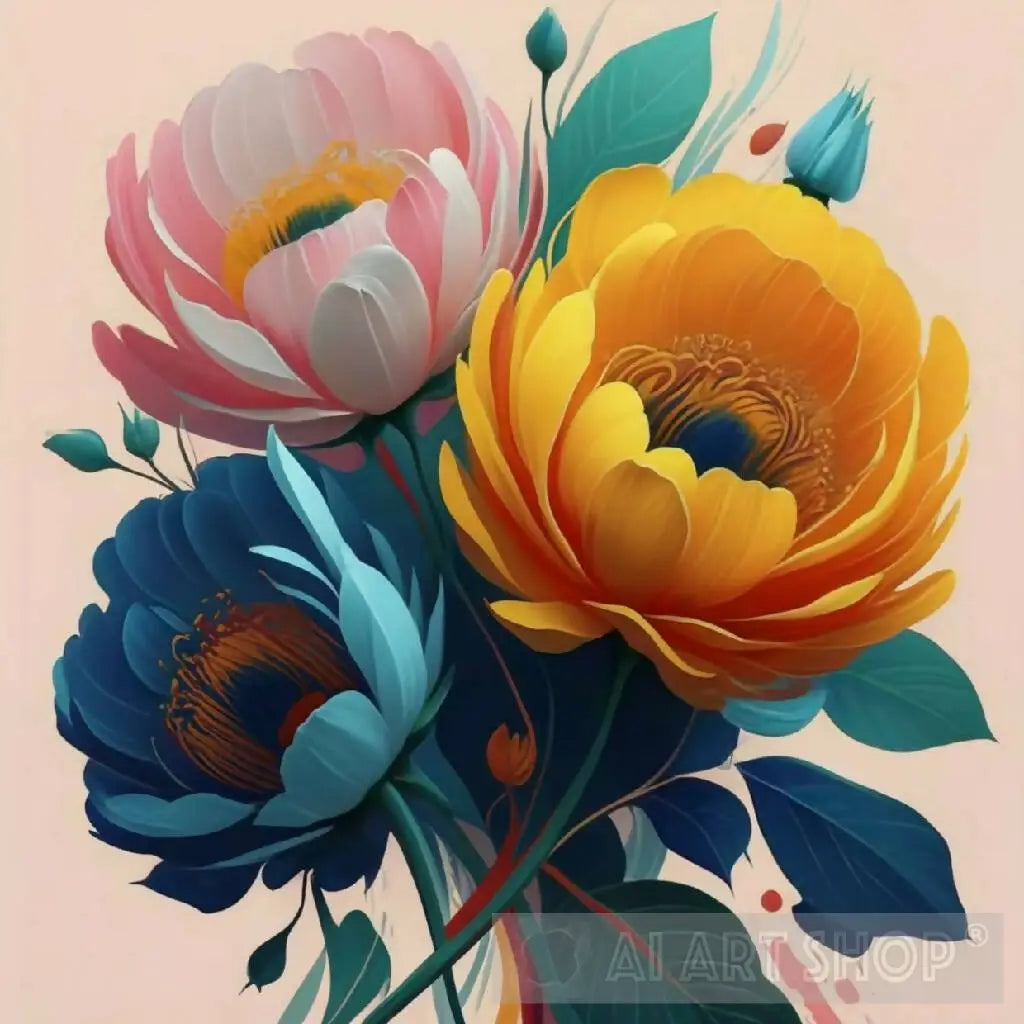 Abstract drawing of pastel flowers spring nature pastel flowers, fl...