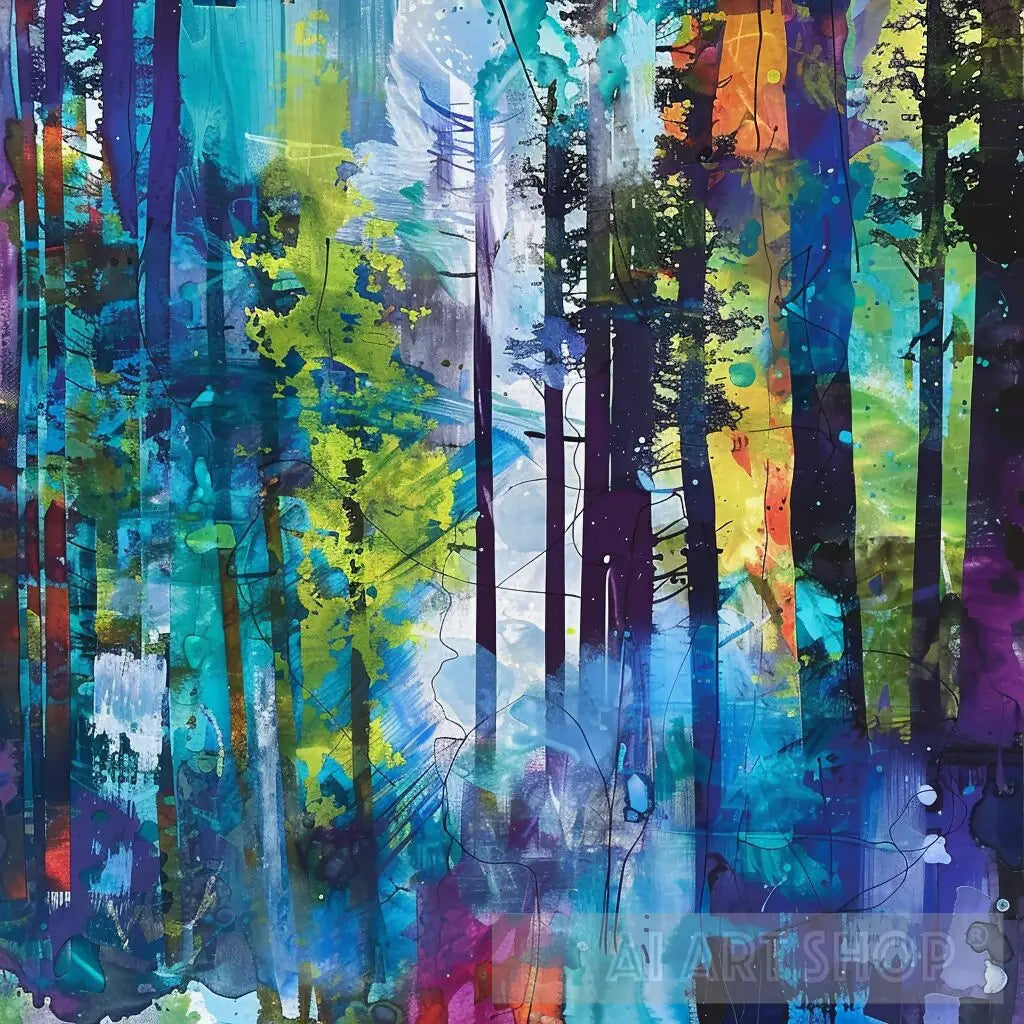 Abstract Forest Serenity - Contemporary Collage