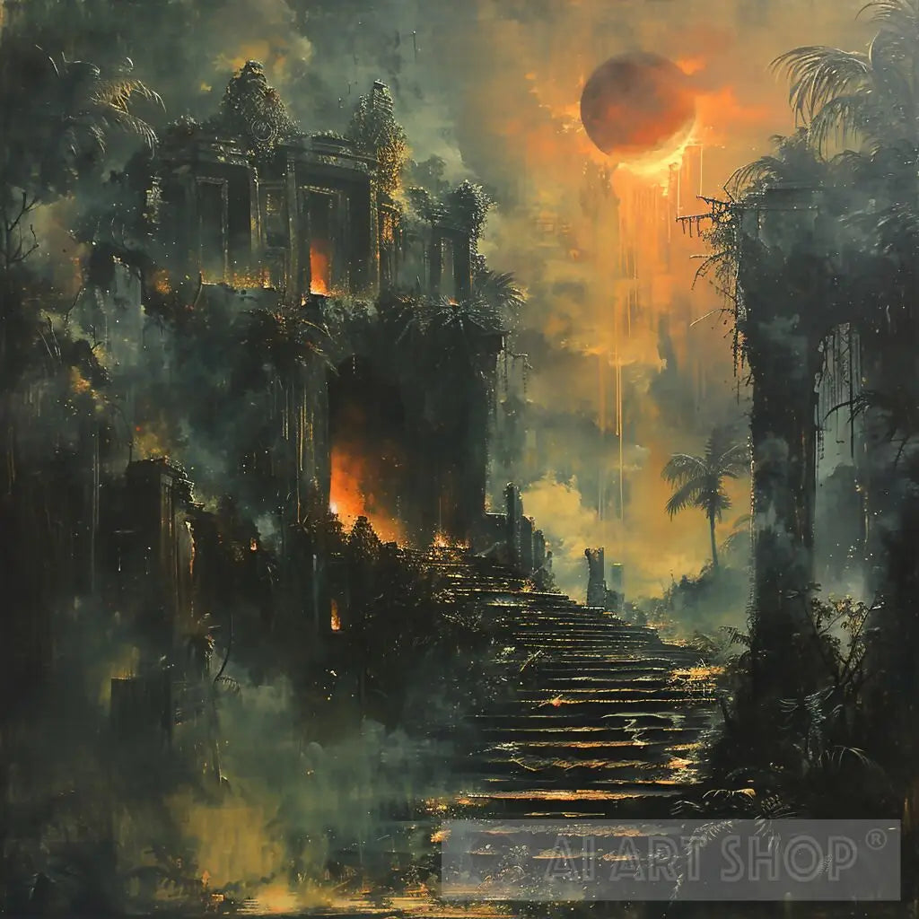 Abstract Jungle Ruins - Expressionist Art