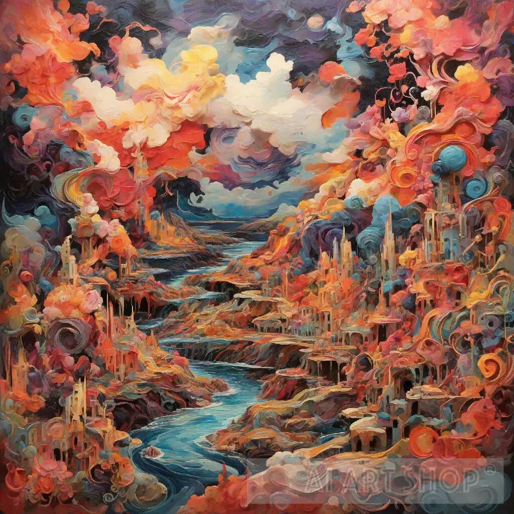 abstract, ai art, landscape, vibrant colores, imagination, decor, d...