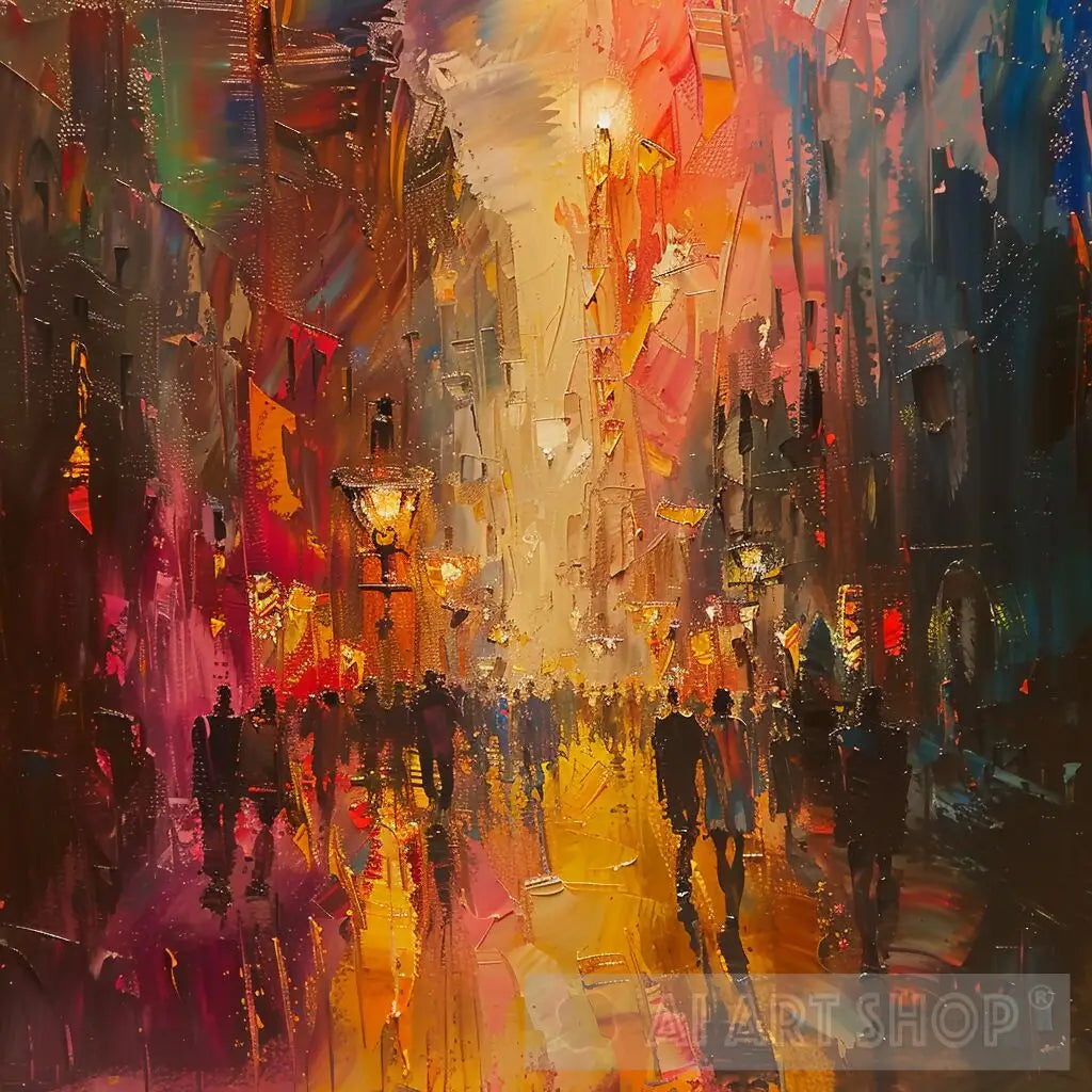 Abstract Market Dawn - Expressionist Illustration