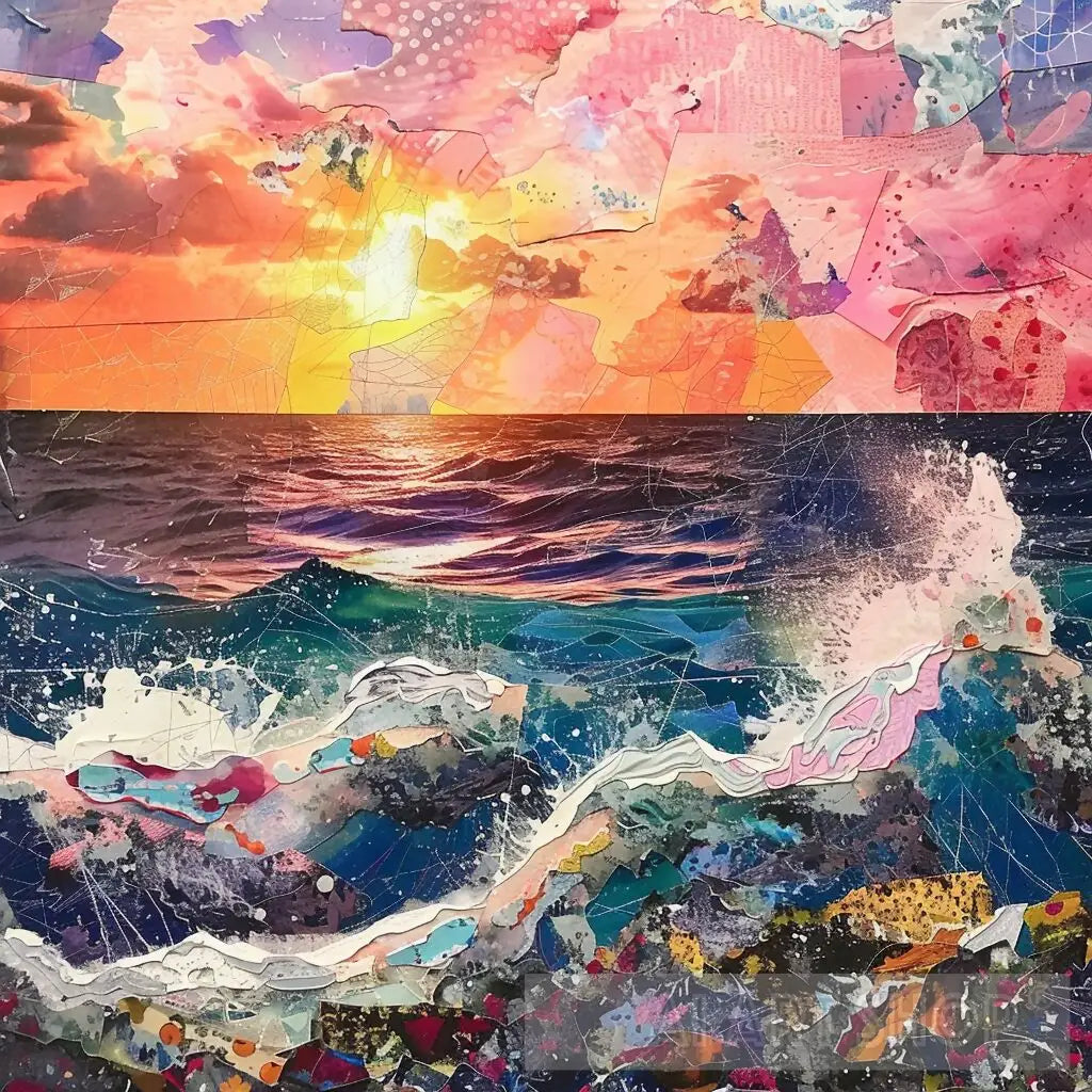 Abstract Ocean Waves Collage - Dynamic Art