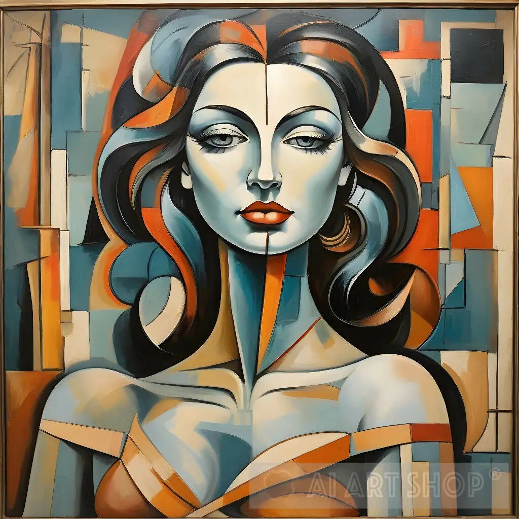 Abstract of a Woman Painting Contemporary Artwork with Female Figur...