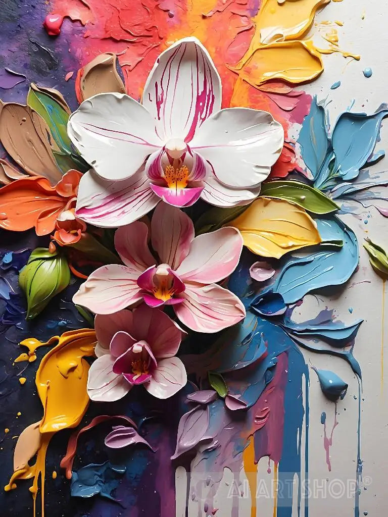 Abstract Of flower painting, Floral Abstraction, Vibrant Blooms, Ex...