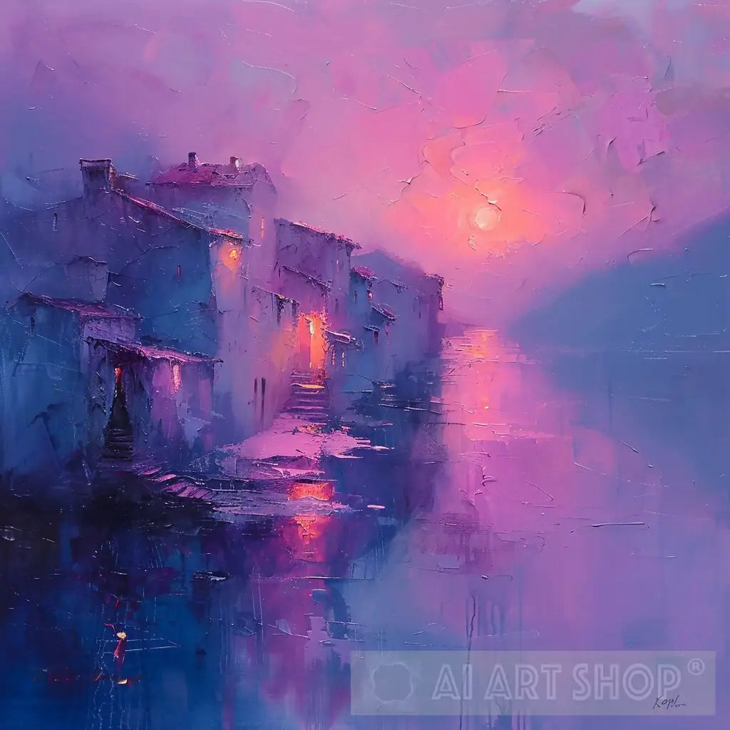 Abstract Riverside Twilight - Expressionist Art