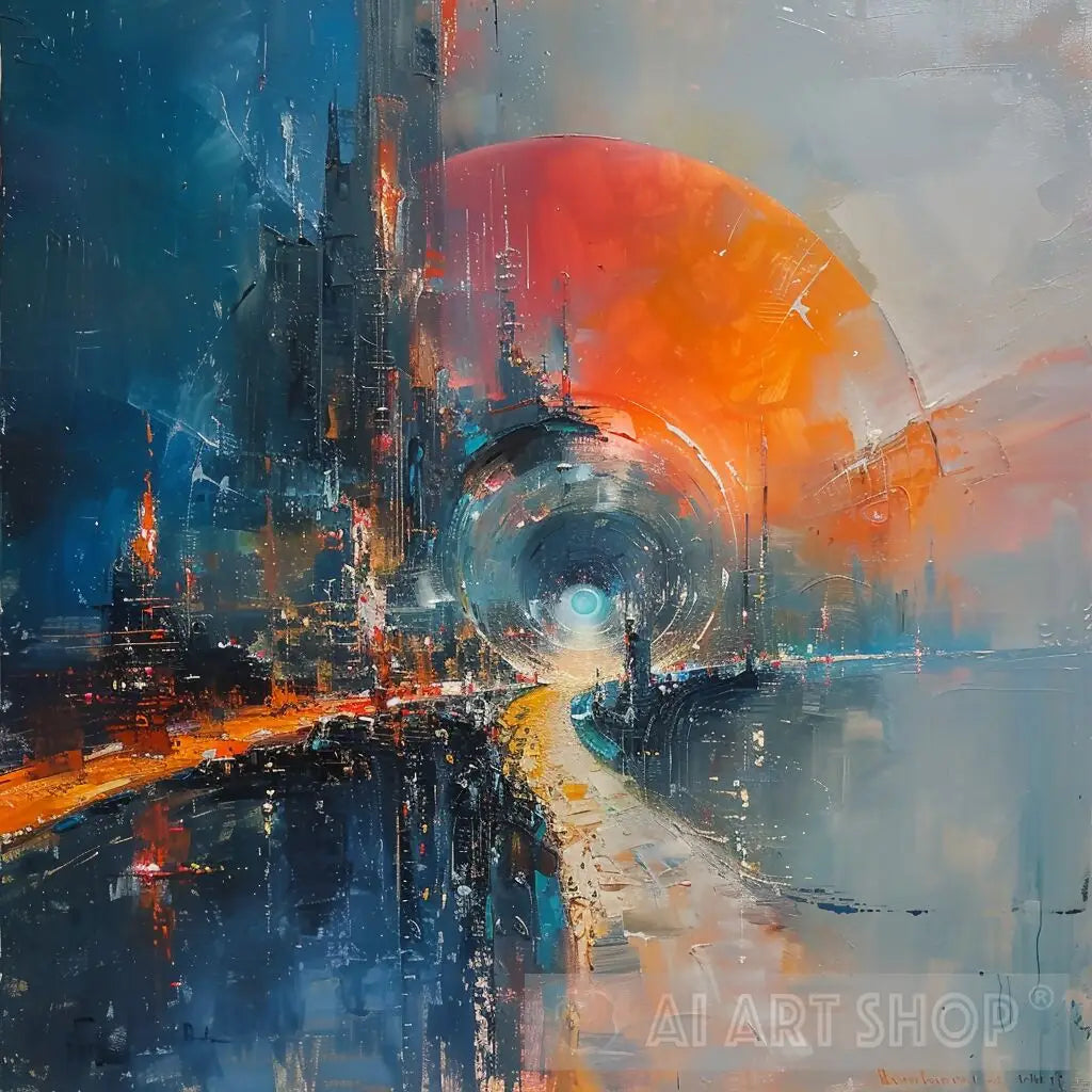 Abstract Spaceport Dawn - Expressionist Art