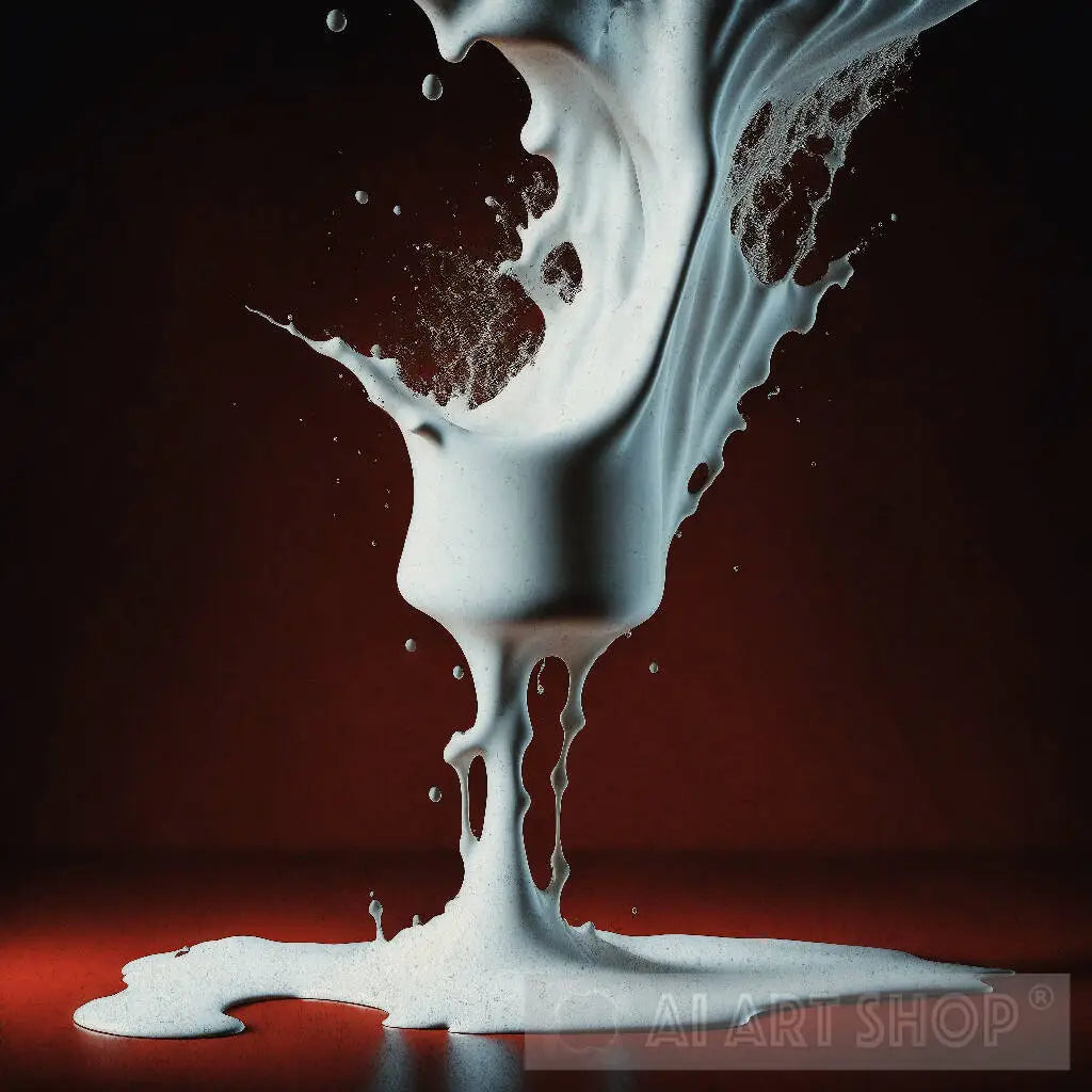 Abstract splashes of milk on a red background