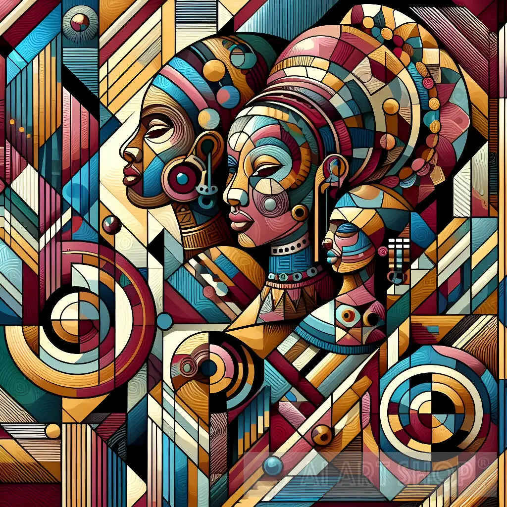 African women in geometric works