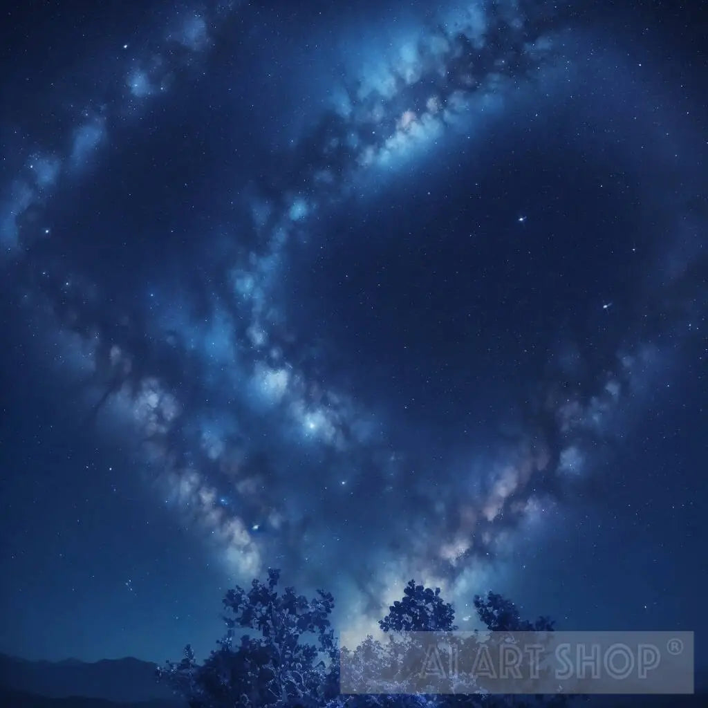 Against a backdrop of deep cosmic blue, a breathtaking celestial or...