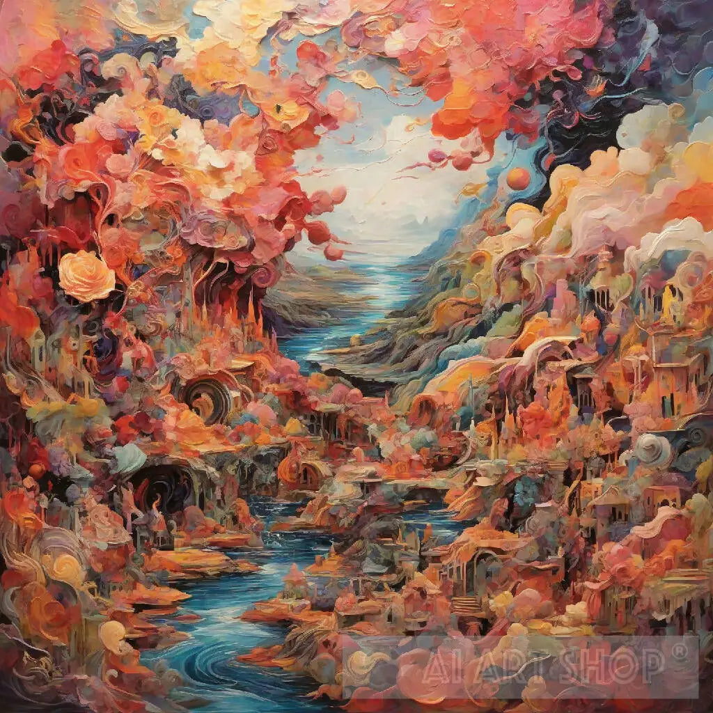 abstract, ai art, landscape, vibrant colores, imagination, decor, d...