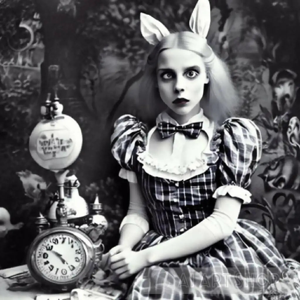 Alice in Wonderland Portrait B&W
