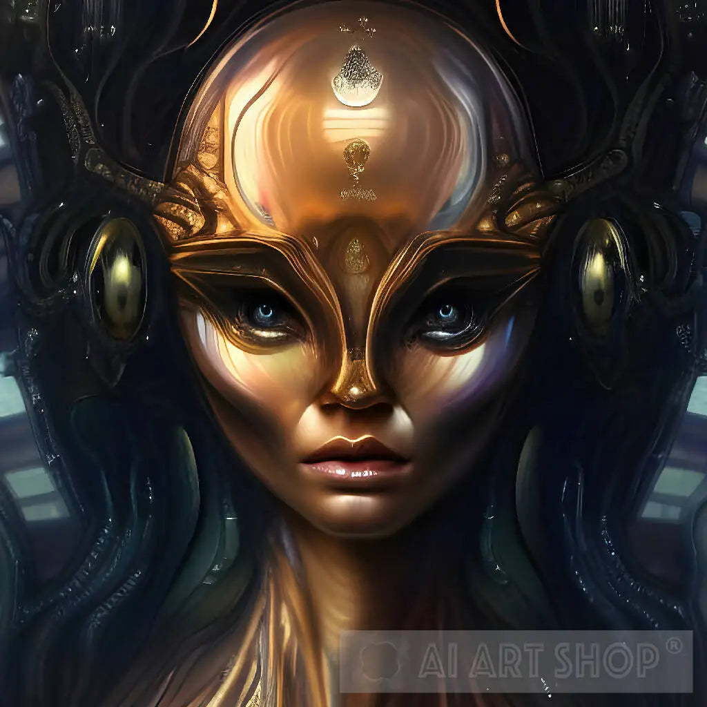 Alien abstract realistic portrait