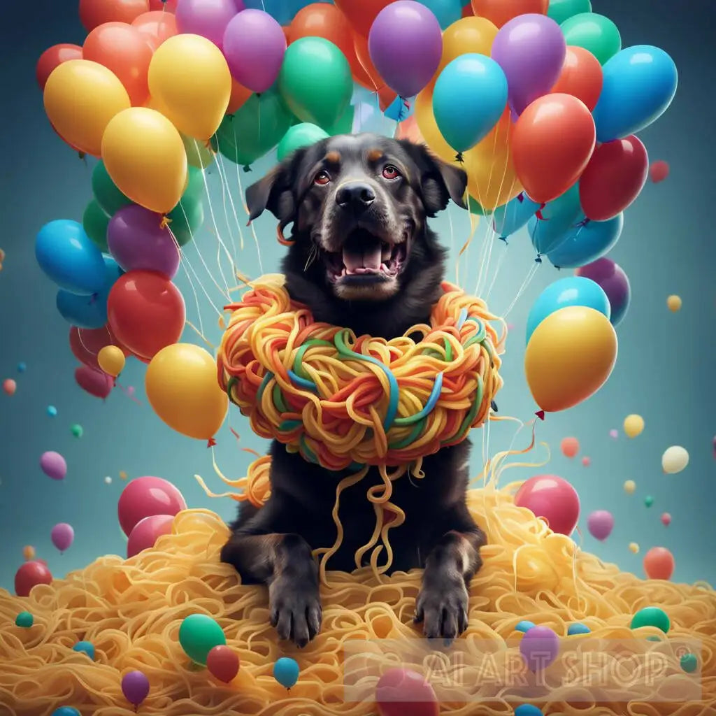 in a tangle with balloons