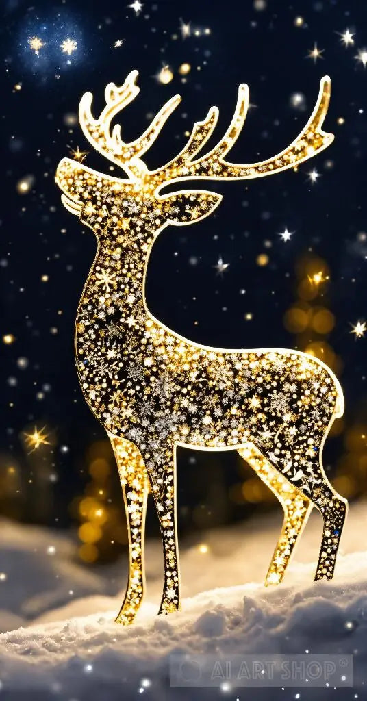 An outline of a raindeer