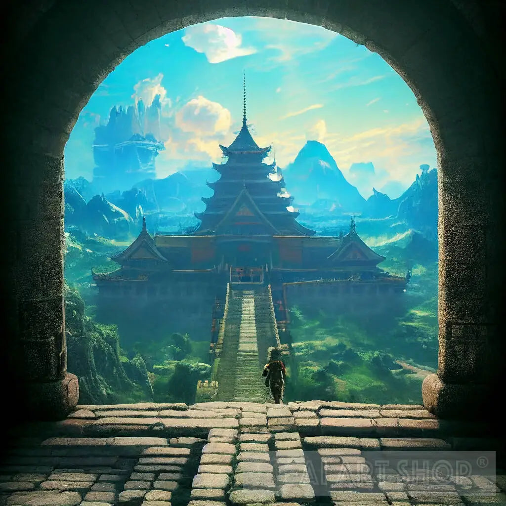 Ancient Chinese fantasy castle created with Generative AI technology