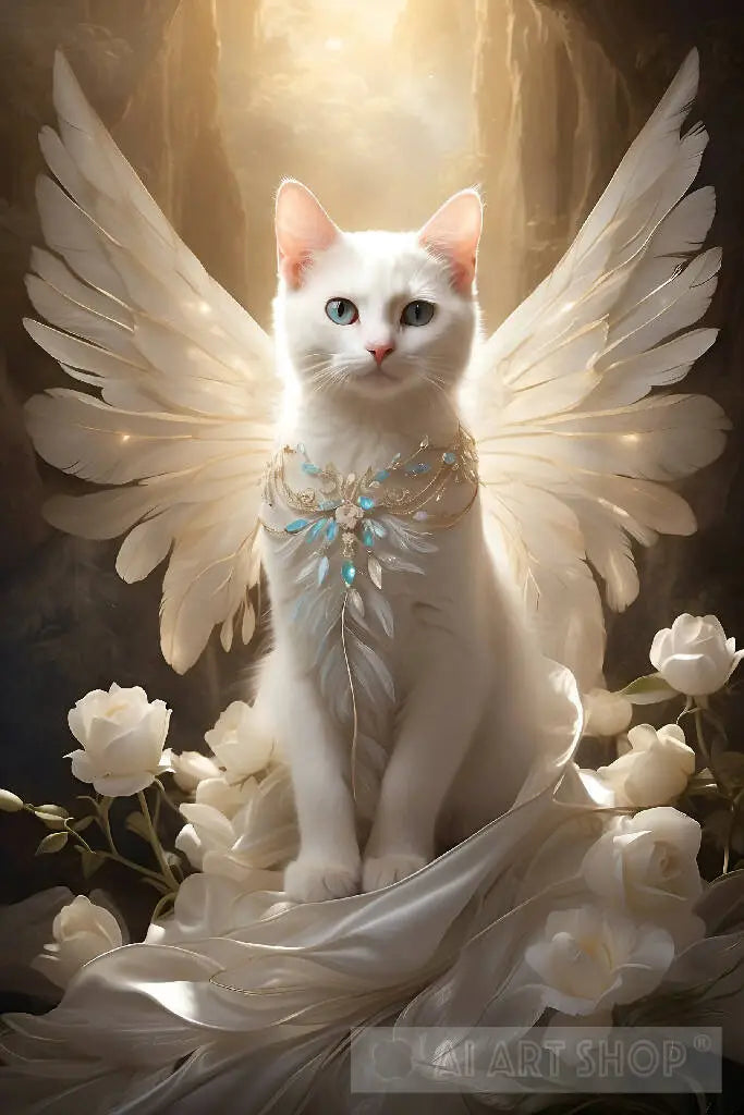 Angelic portrayal Luminescent cloak Siamese kittens Ethereal being ...