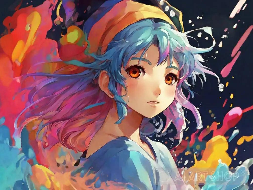 Anime Colorful water splash