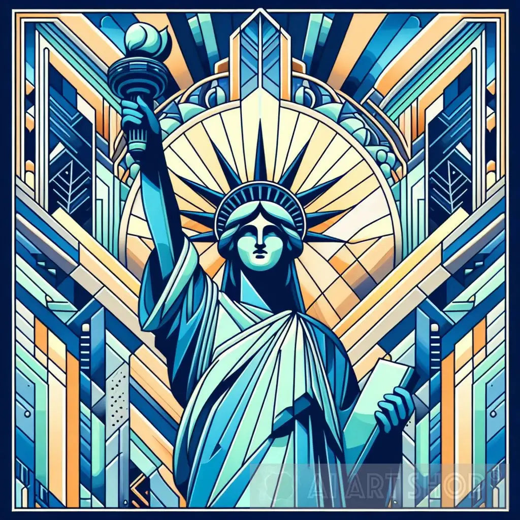 artistic liberty statue in geometric style