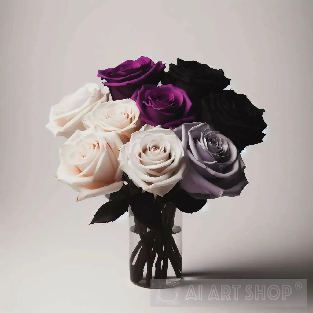Asexual Pride Roses in a Clear Vase