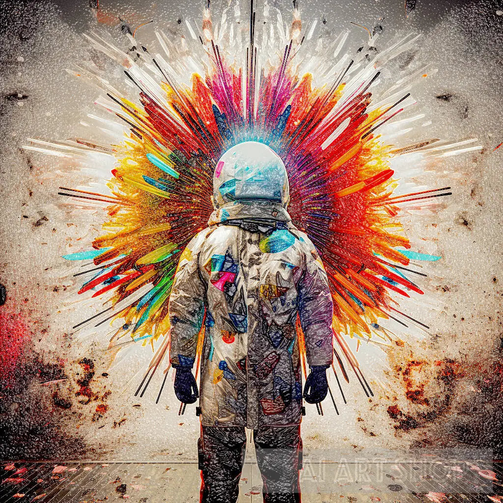 Astronaut feather explosion