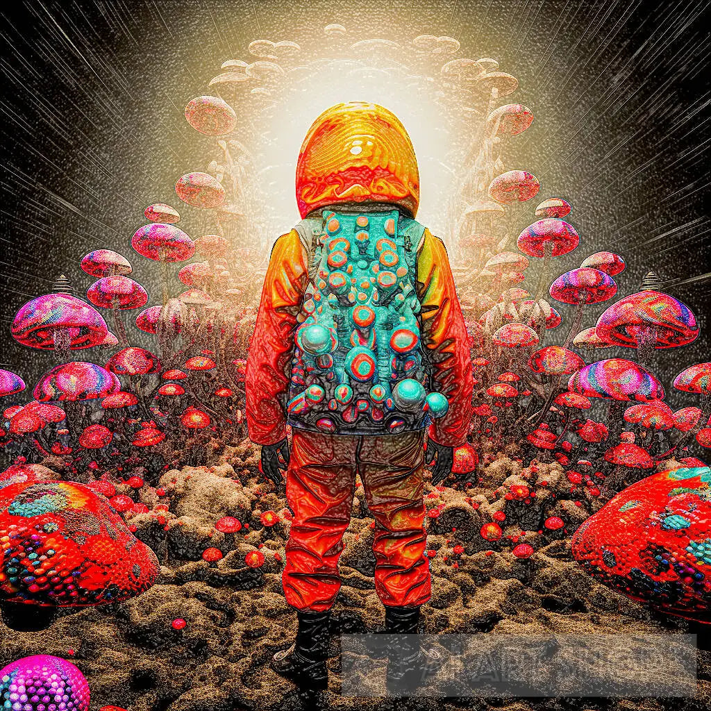 Astronaut lost in a psychedelic world