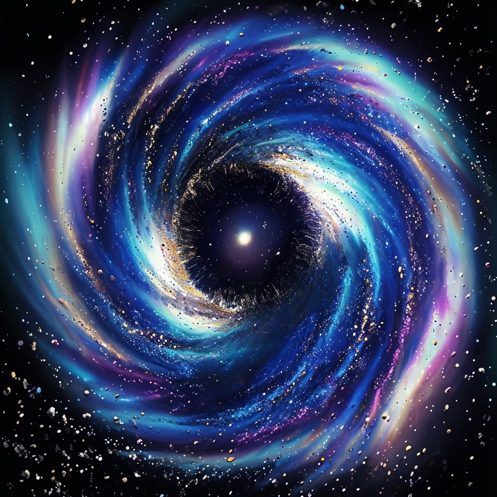 Abstract Cosmic Eye Shape Surrounded By Vibrant Swirling Colors, Ab...