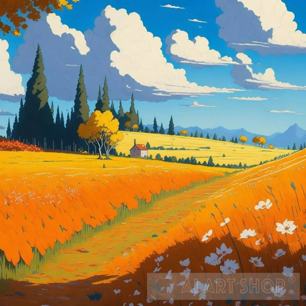Landscape, nature, autumn, house, cloud, fall, trees, peaceful, cou...