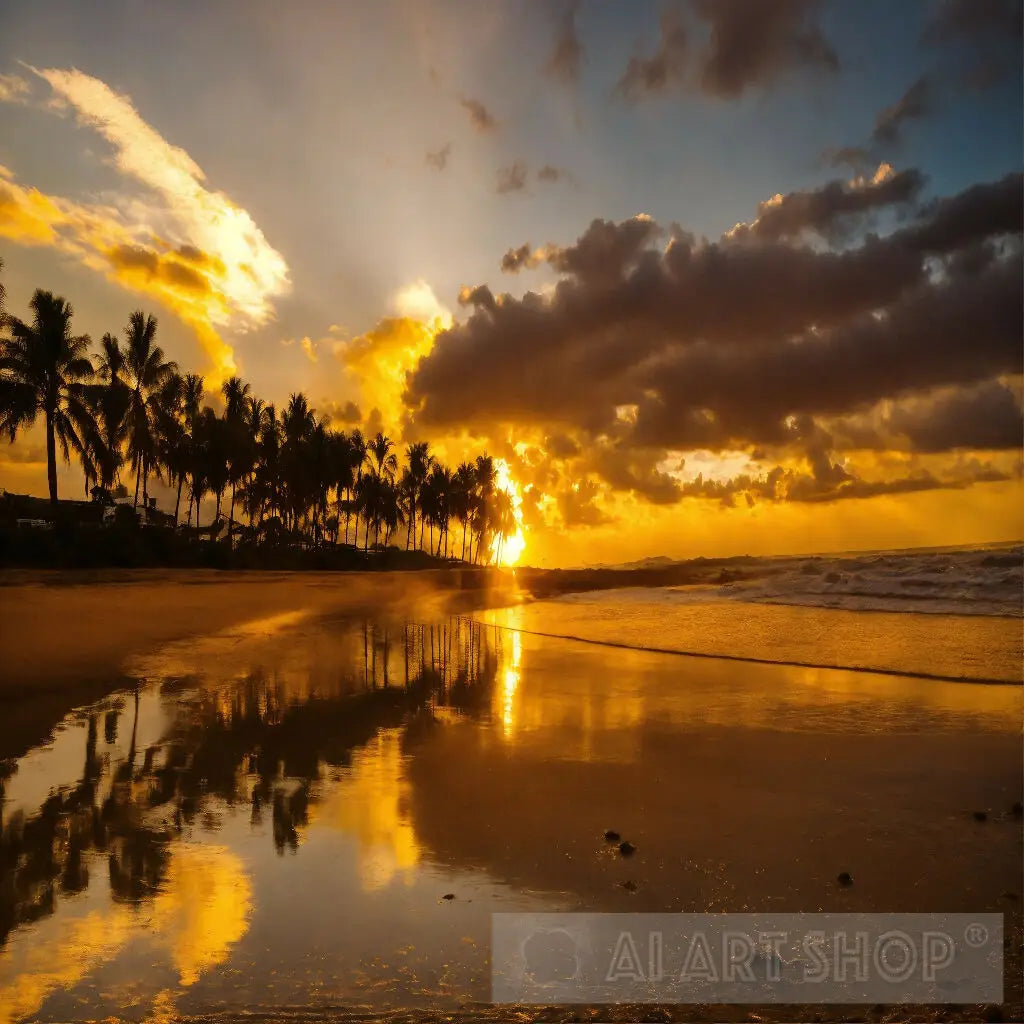 Autumn In The Mountains Sunset With Palm Trees
