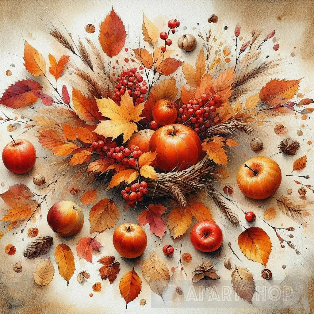 autumn,Autumn painting,warm color