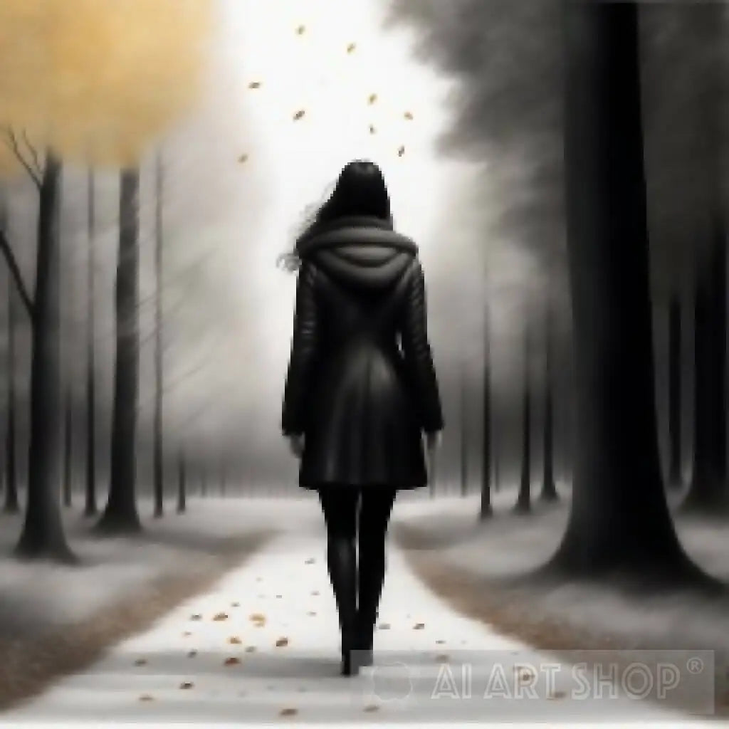 Black and White Artwork, Autumn Solitude, Heartbreak and Loneliness...