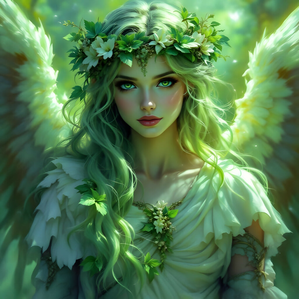 Nature Angel Wall Art – Forest Guardian Fantasy Print