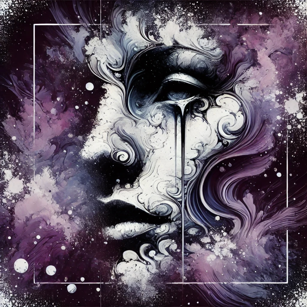 Abstract Surrealism: A Face in Tears – Art of Pain and Reflection