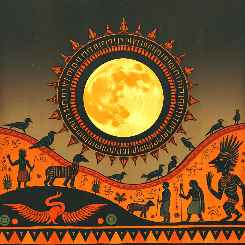 African Tribal Art - Full Moon Night | Bold Tribal Patterns and Mys...