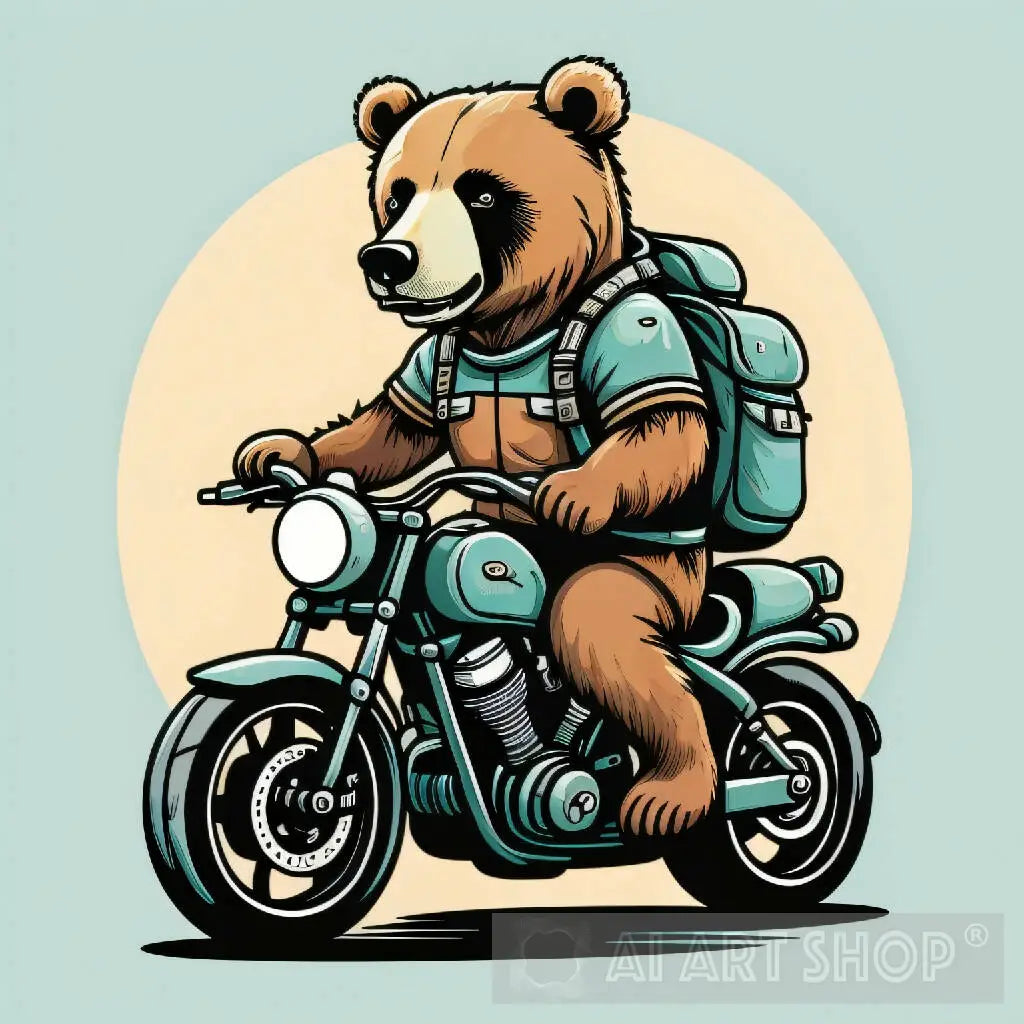 bear biker cartoon