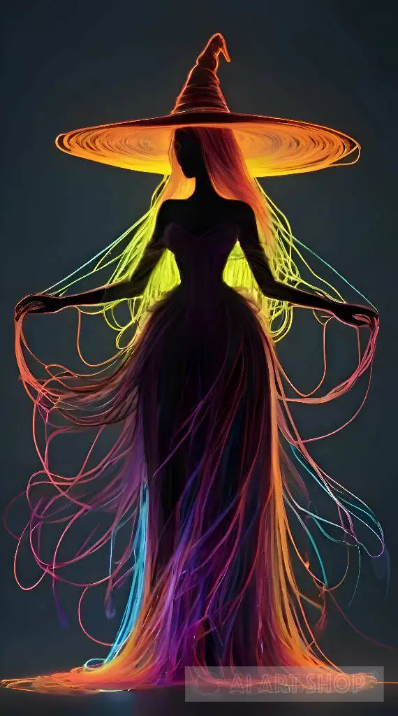 Beautiful neon witch