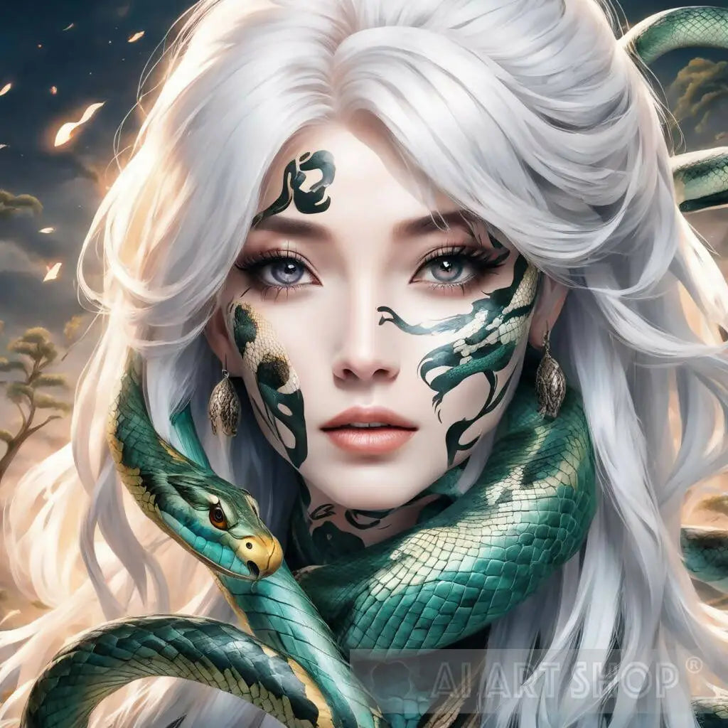 silver hair snake women
