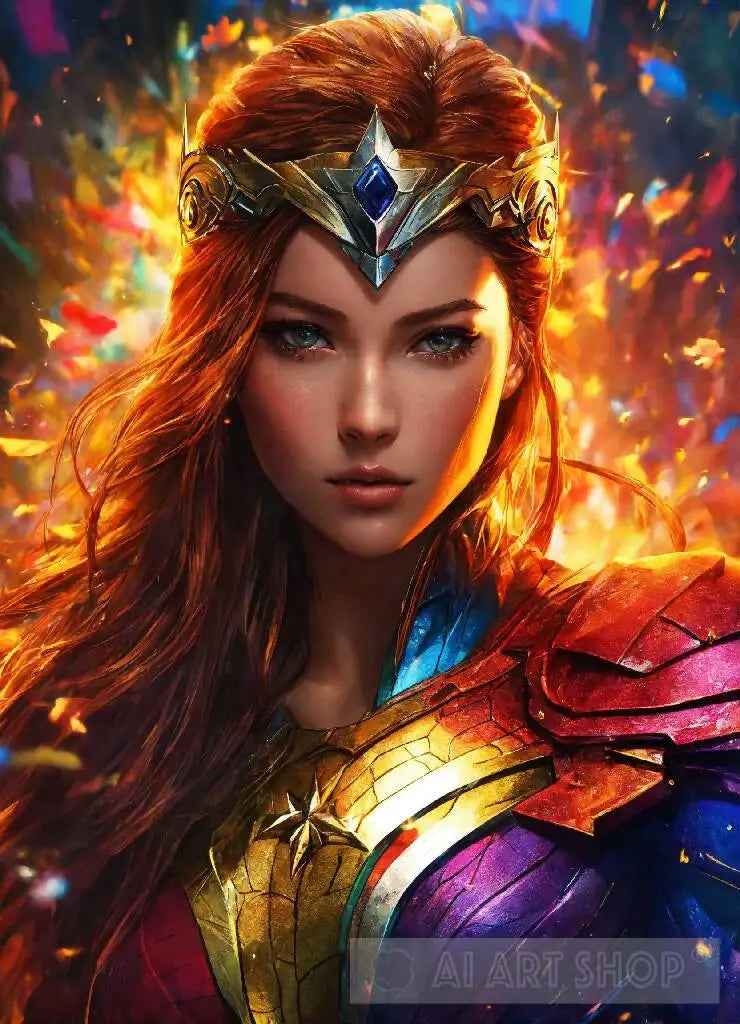 Beautiful superhero girl flames