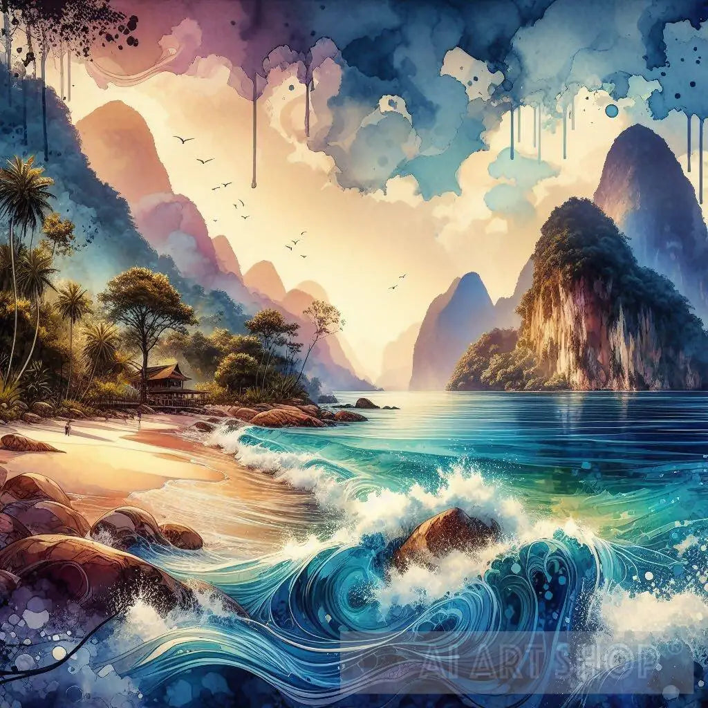 Beautiful tropical view painting
