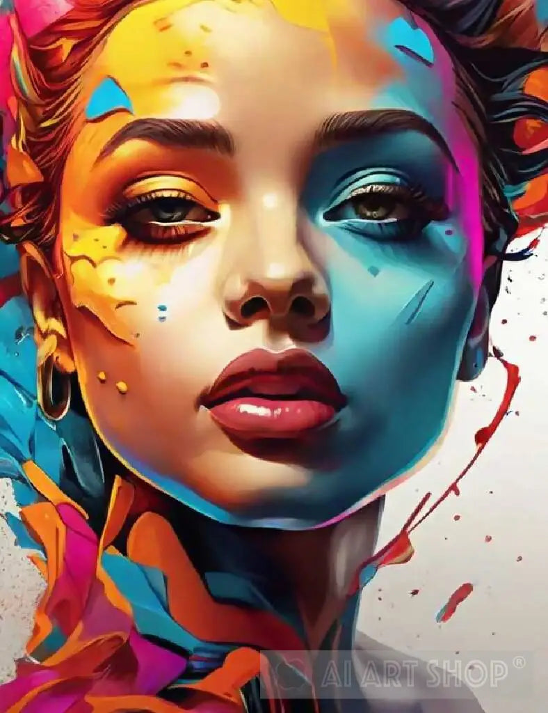 Beautiful woman painting artwork
