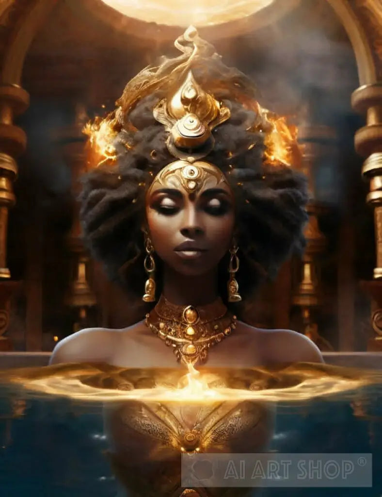 beautiful woman with afro on fire