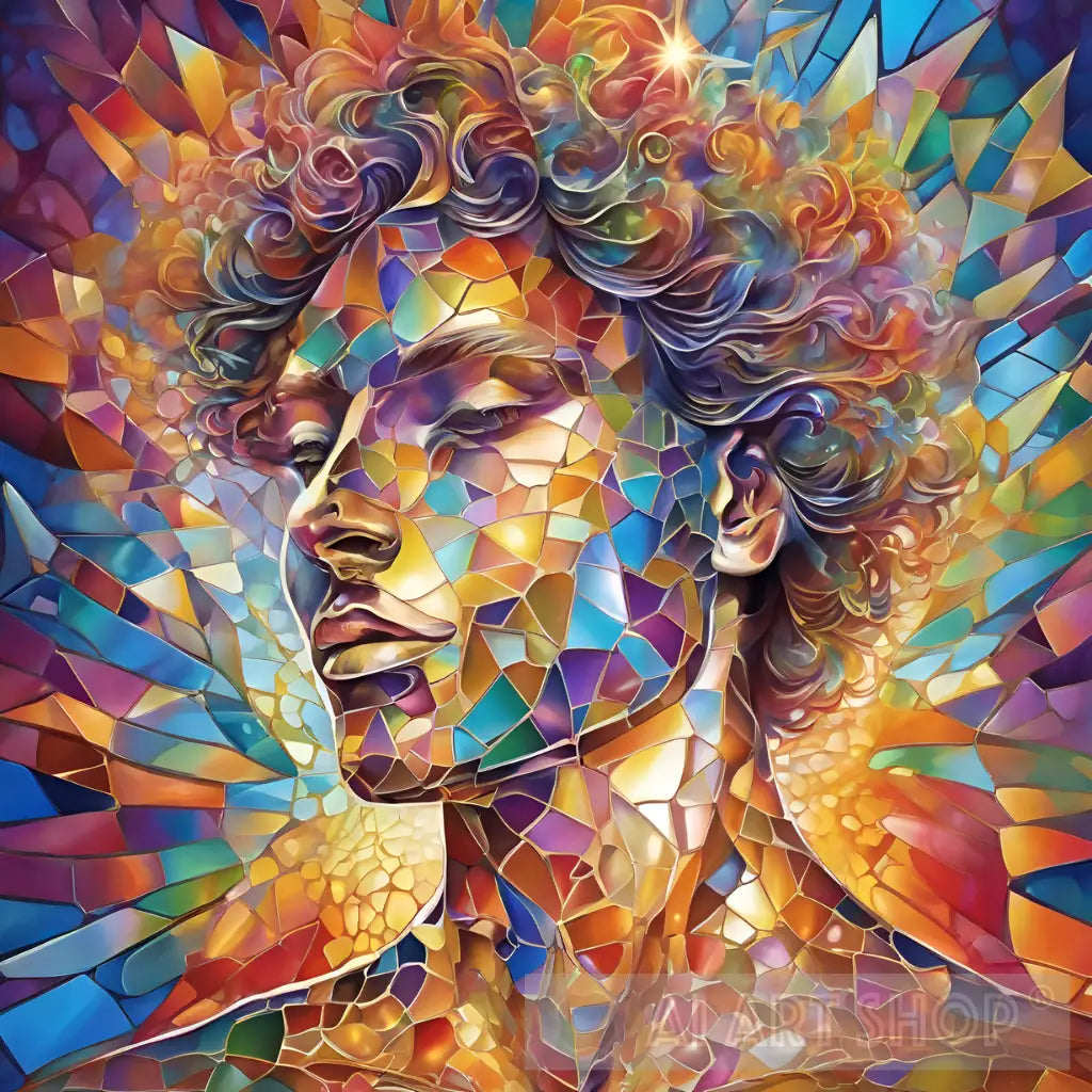 Girl, beautiful, mosaic, art