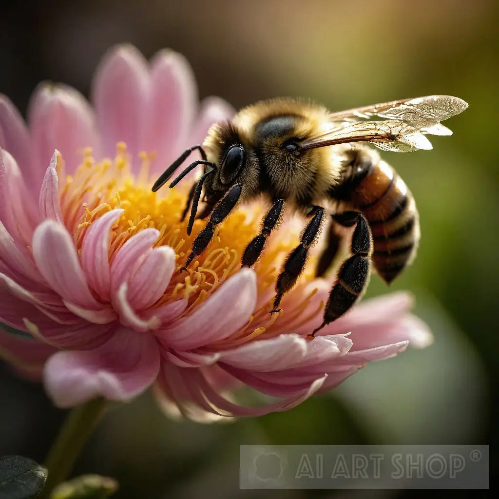 Bee on Pink Flower