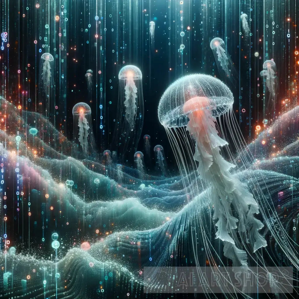 Contemporary AI Art - Binary Ocean: Digital Depths