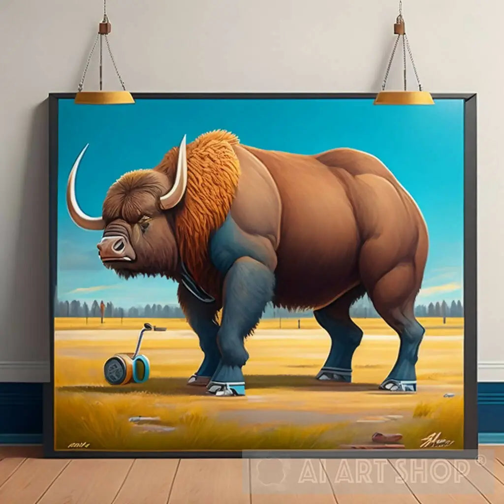 Bison hand-painted style art