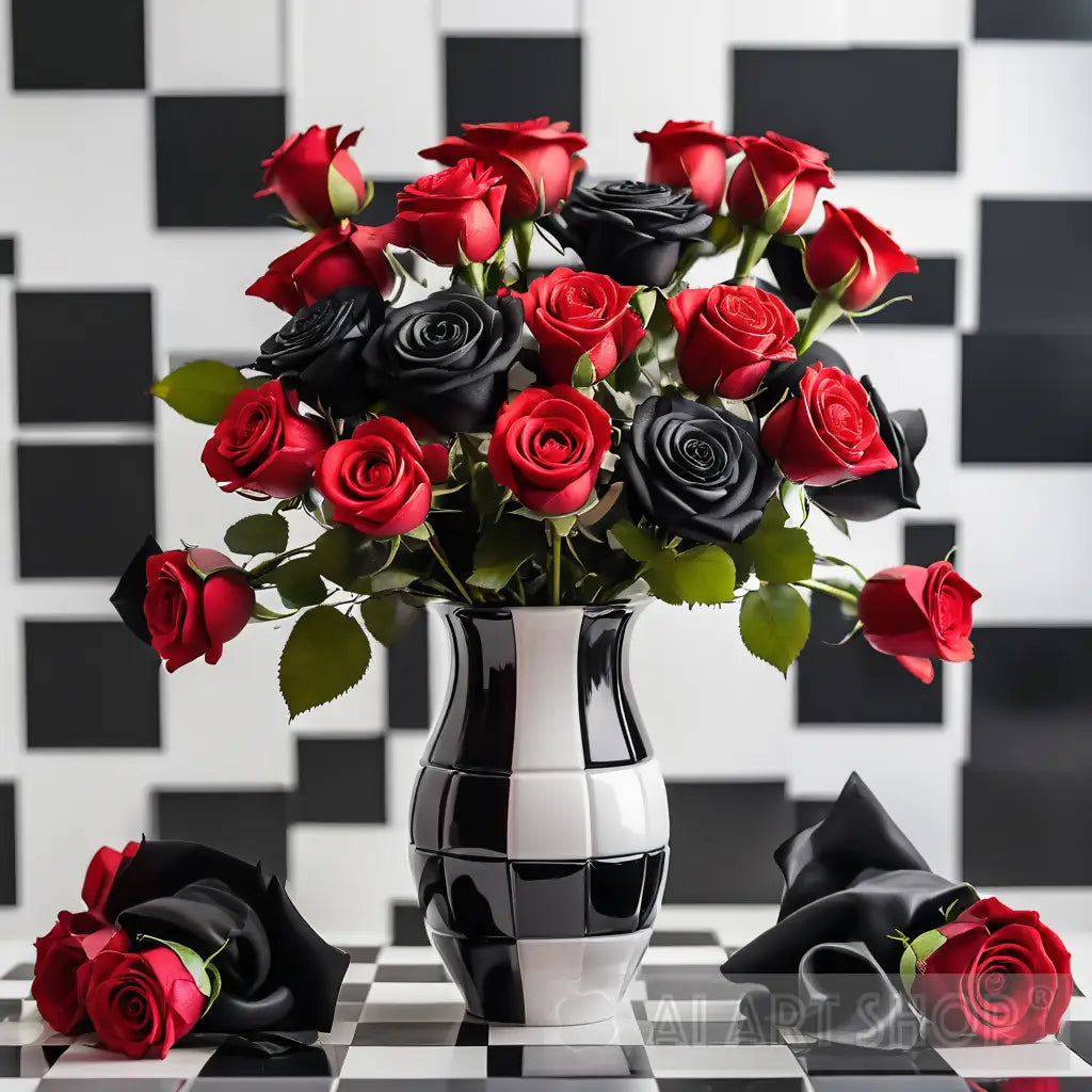 black and red rose