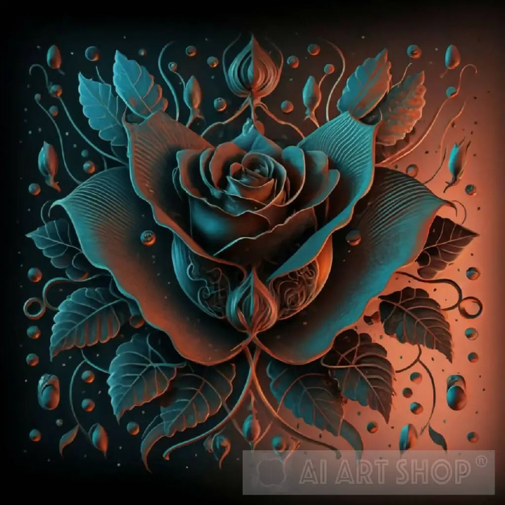 Black geometric rose embellished with intricate detailing and elega...