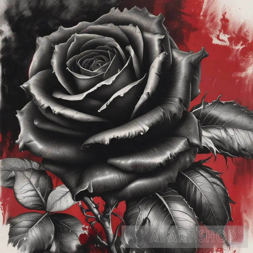 black stencil rose