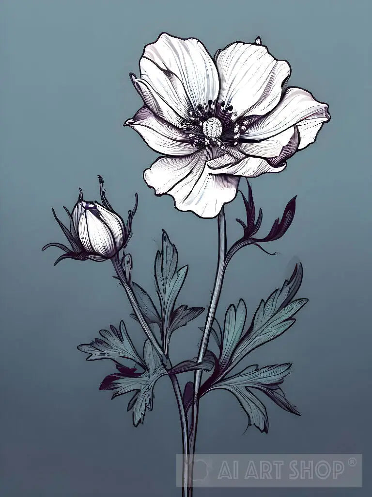 Blooming Hope: Minimalist Flower Illustration for Peace and Serenity